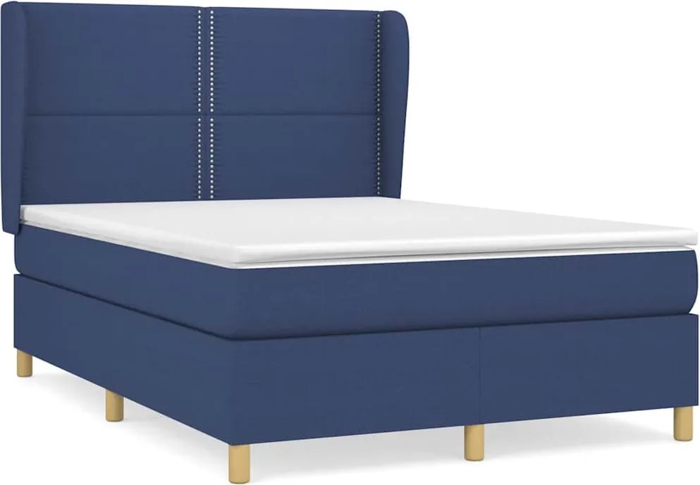 Box spring postel s matrací modrá 140x200 cm textil 3128451