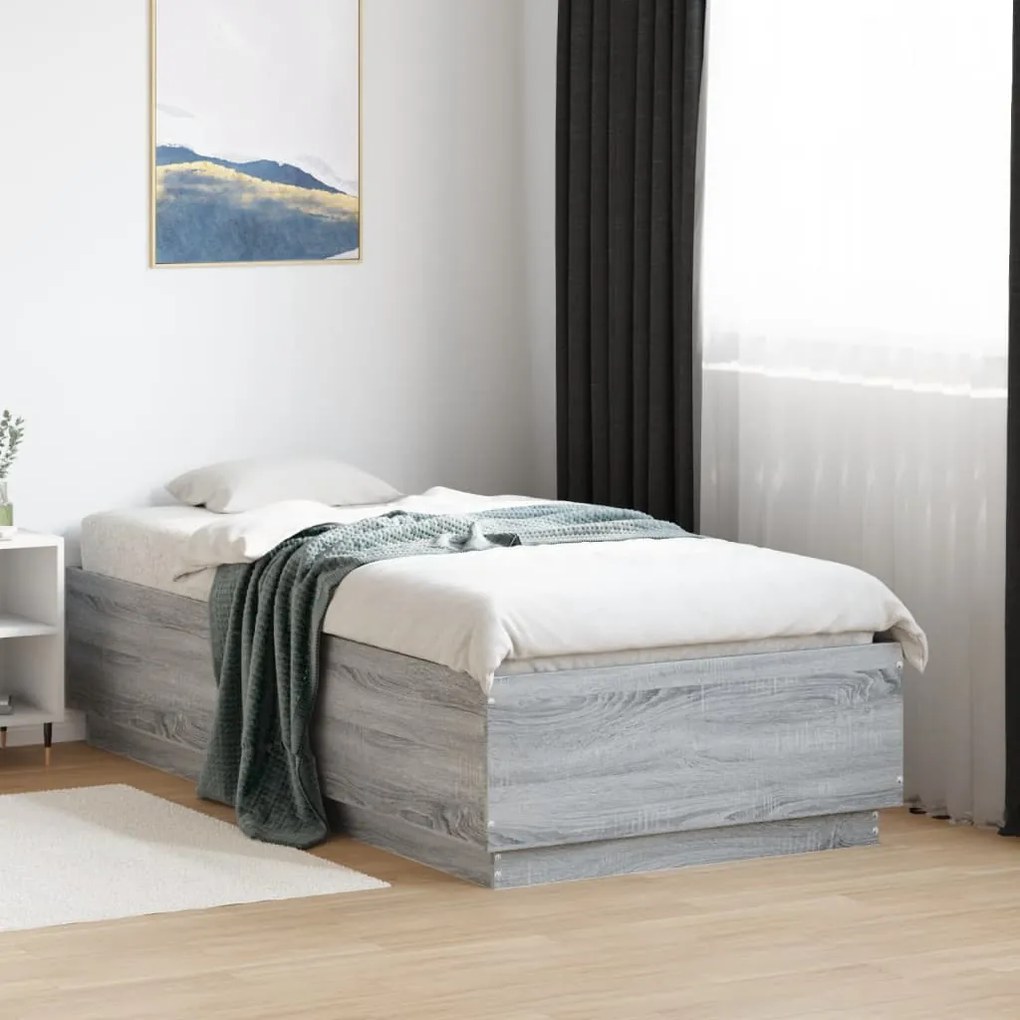 Rám postele šedý sonoma 90 x 190 cm kompozitní dřevo 3209756