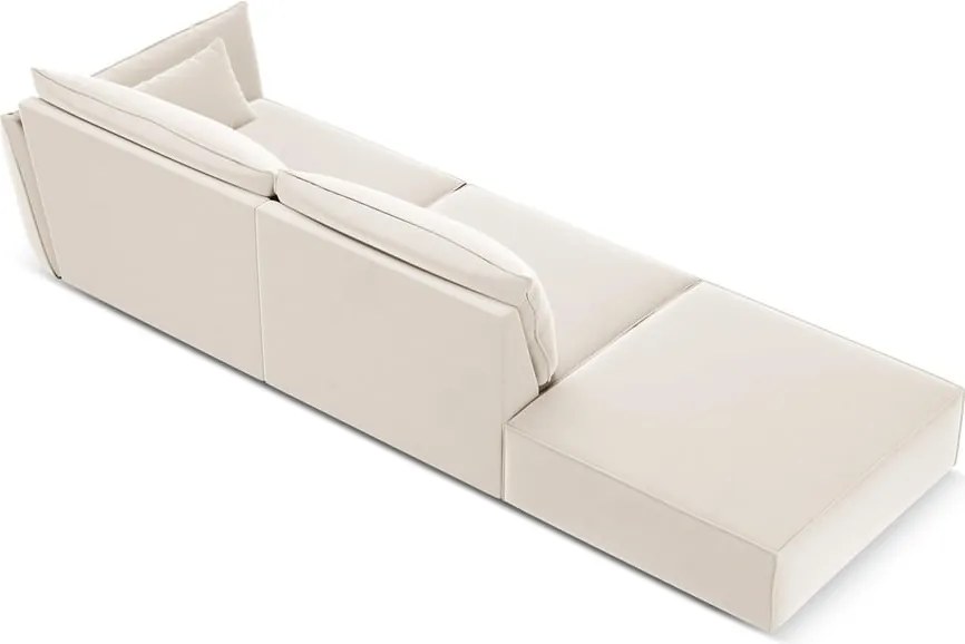 Béžová sametová pohovka pravý roh 264 cm Vanda – Mazzini Sofas