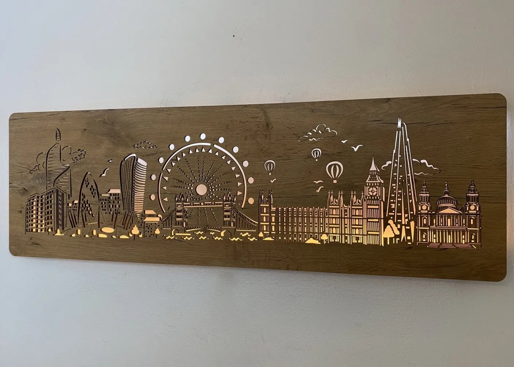 Li-Go "Londýn" světelný obraz 230V 125x40 cm provedení povrchu: jedle