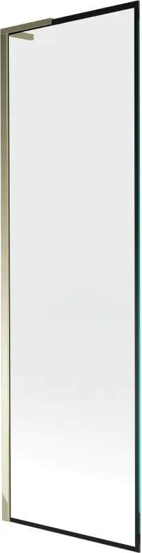 Mexen Next L, 1-křídlová vanová zástěna 60 x 150 cm, 6mm čiré sklo-černý vzor, zlatý lesklý profil, 895-060-000-03-70-50
