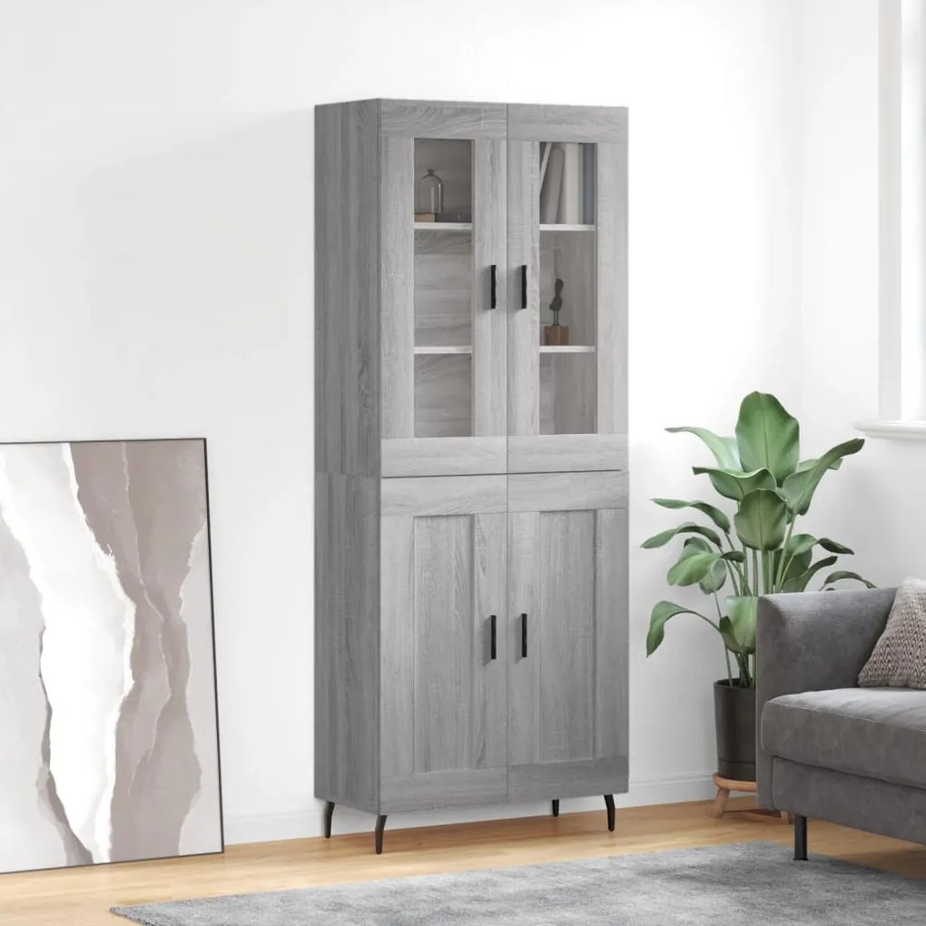 Skříň highboard šedá sonoma 69,5 x 34 x 180 cm kompozitní dřevo 3198359