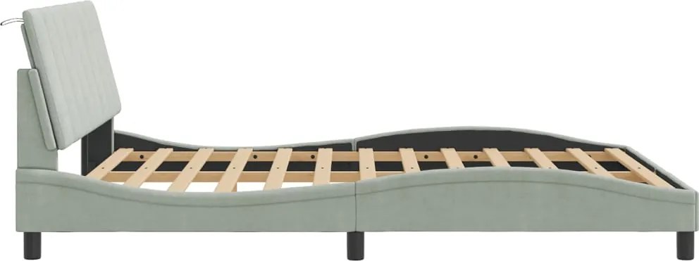 Rám postele s LED osvětlením bez matrace Hanko světle šedý 160 x 200 cm samet 3213787