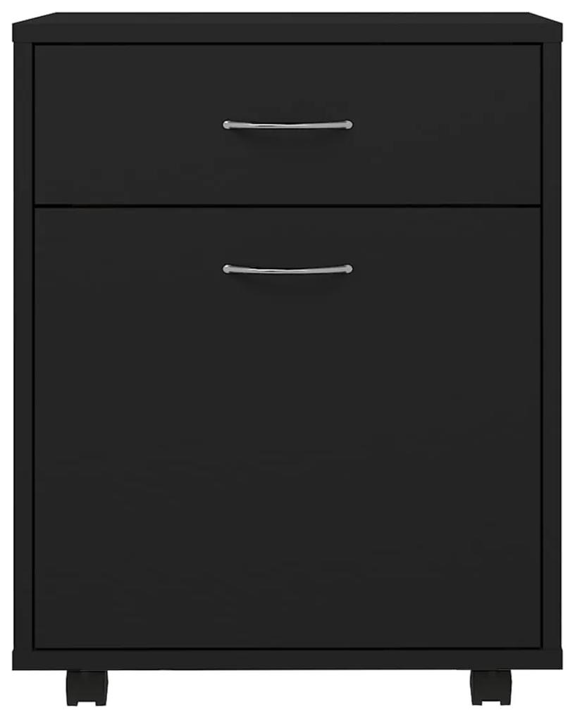 Skříňka na kolečkách černá 45 x 38 x 54 cm dřevotříska