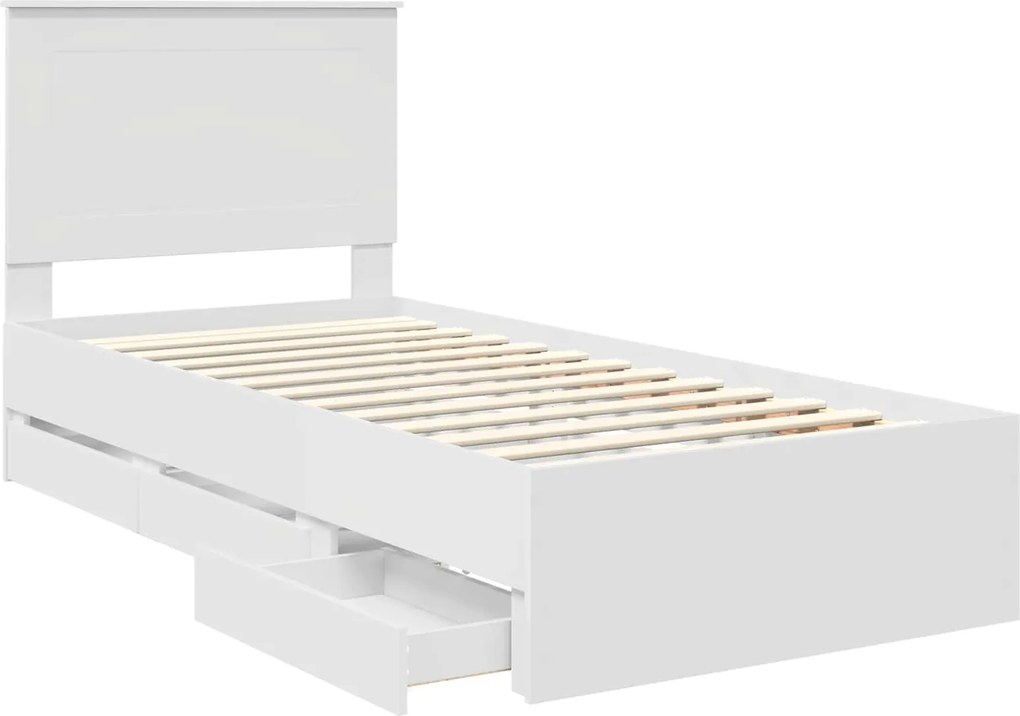 Rám postele se zásuvkou Bílá 100 x 200 cm Inženýrské dřevo 3409489