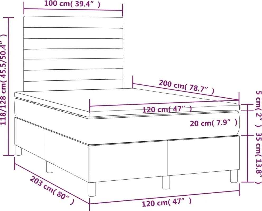 vidaXL Box spring postel s matrací a LED 120x200 cm samet [3136173] Barva: Černá