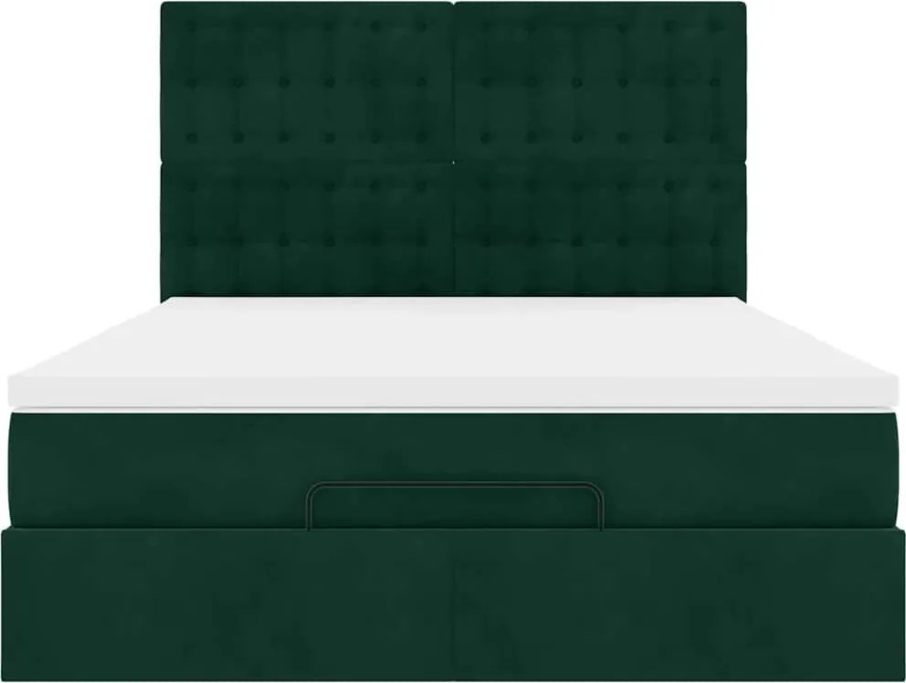 Osmanský rám postele s matracemi tmavě zelená 140x200cm samet 3313622