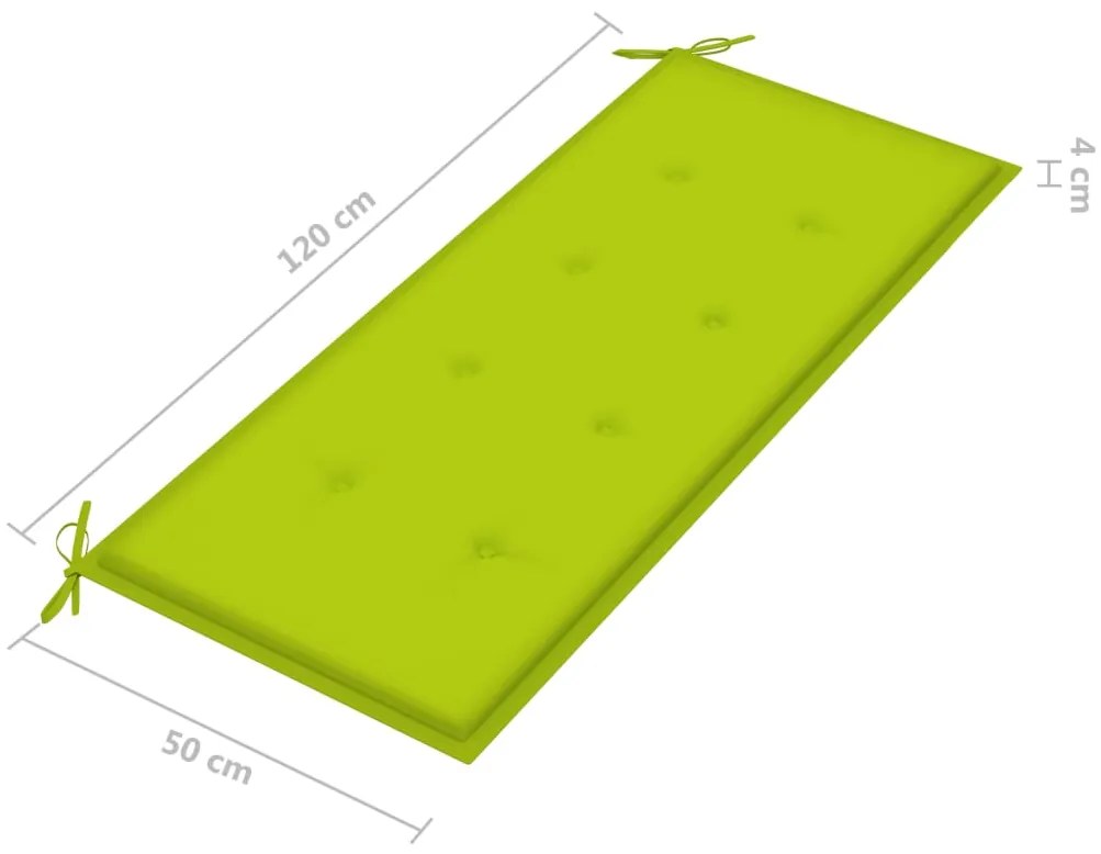 Lavice Batavia s jasně zelenou poduškou - 120 cm | masivní teak