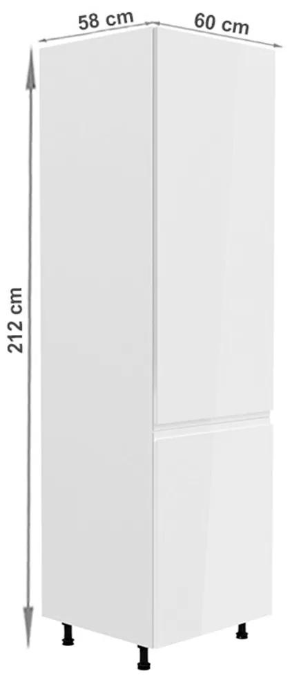 Skříňka na lednici, bílá / bílá extra vysoký lesk, pravá, AURORA D60ZL