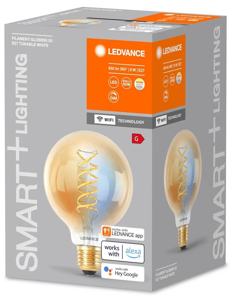 LEDVANCE SMART+ WiFi E27 8W LED G95 zlatá 822-850