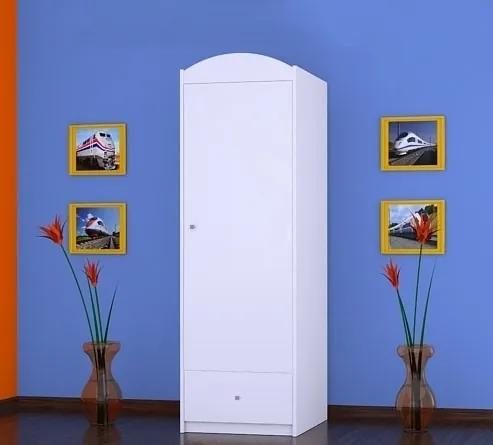 Svět pokojů Skříň SZ05 - BEZ MOTIVU, 60x187x54 cm Barva dílů: bílá, Otevírání: Levé, Vnitřní uspořádání: šatní tyč