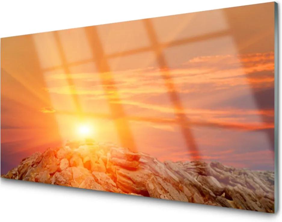 Skleněný obraz Slunce Nebe Hora Krajina