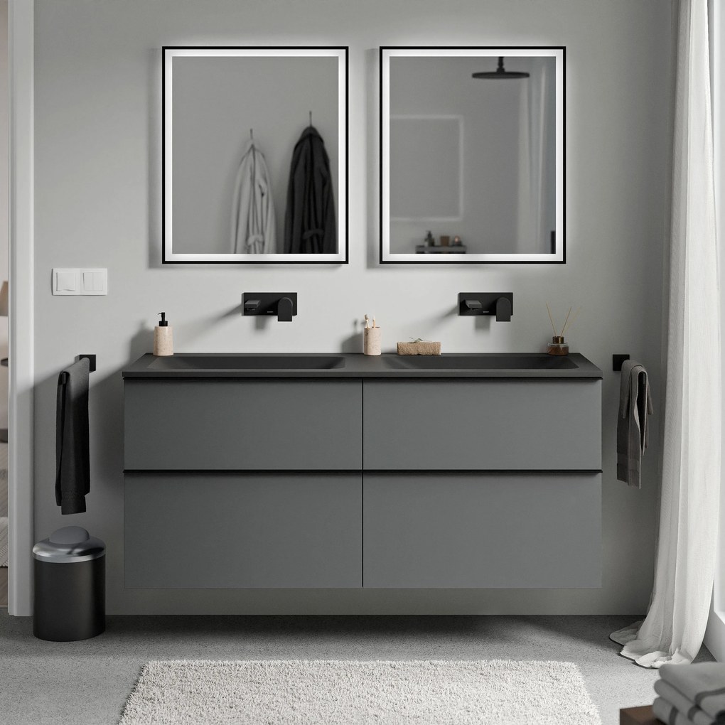 Koupelnová skříňka LAVOA 140 cm s umyvadlem z minerálního odlitku CREAM - možnost volby barvy