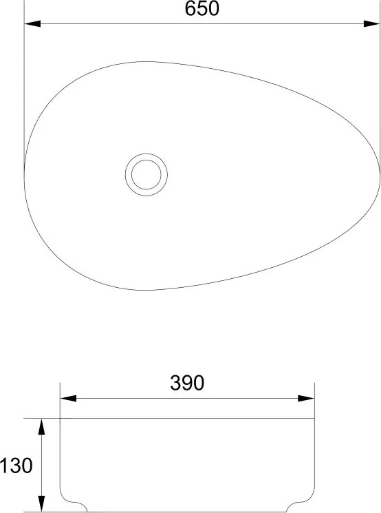 Mereo, Mereo Umývadlo na desku bez přepadu, 660x400x130 mm, slza, keramické, MER-UC664013
