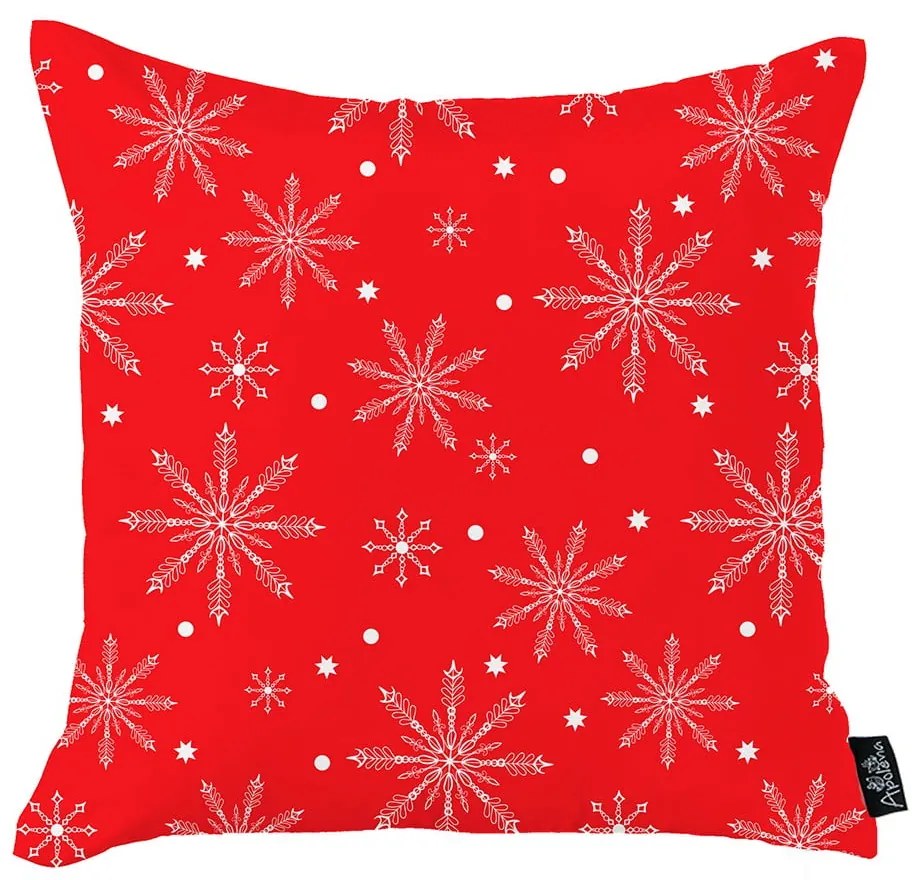 Červený vánoční povlak na polštář Mike & Co. NEW YORK Honey Christmas Snowflakes, 45 x 45 cm