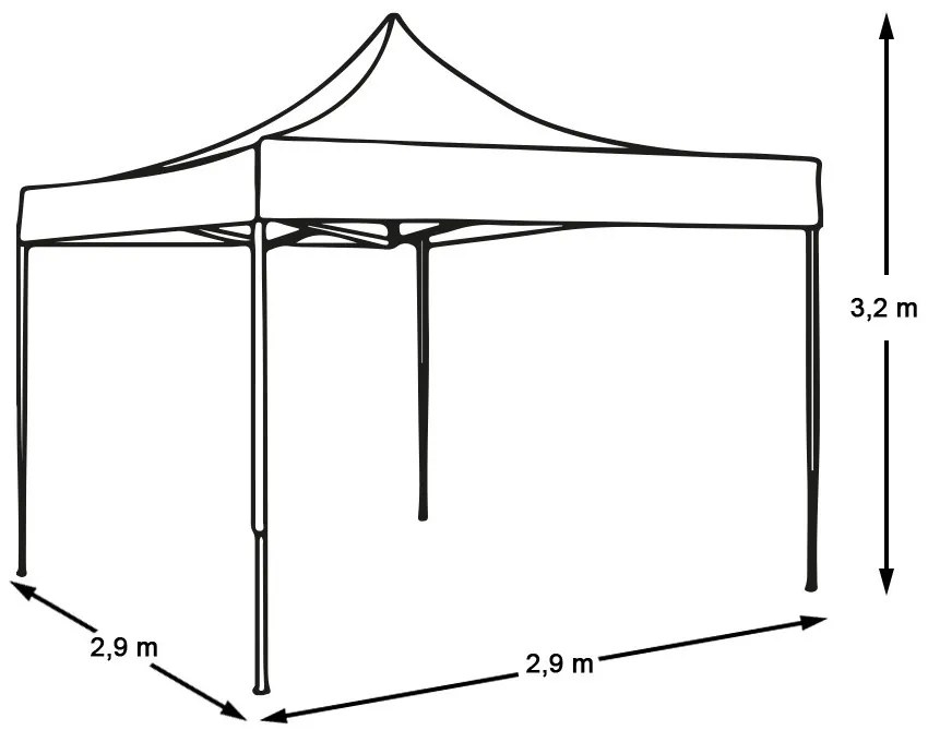 Skládací zahradní pavilon - různé typy - 2,9x2,9m - bílá