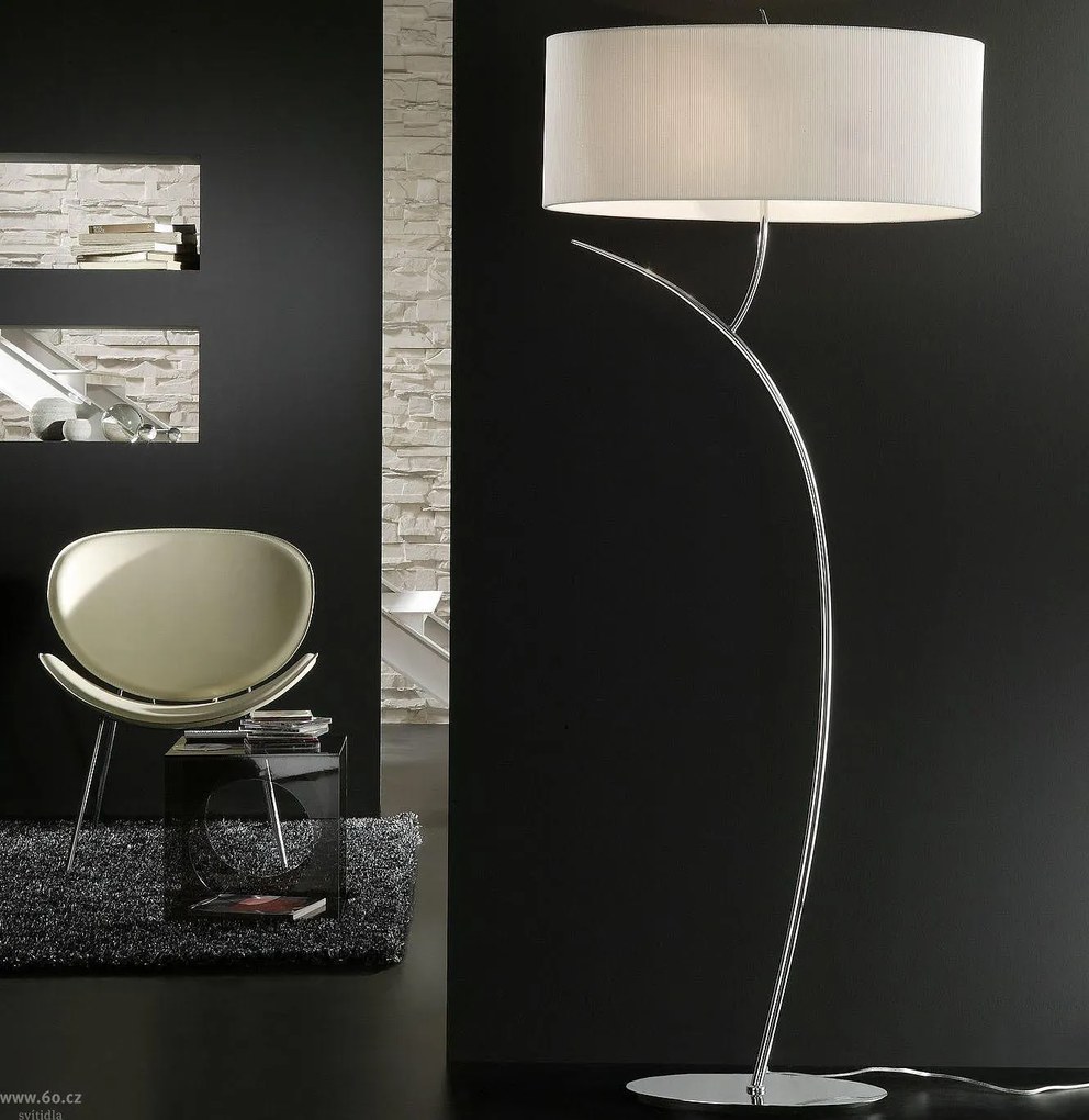 Mantra 1139 Eve stojací lampa španělského výrobce, 2x20W E27, chrom/stínítko ze smetanového textilu, 165cm