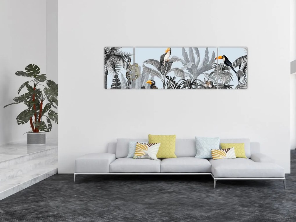 Obraz zvířat v tropickém lese (170x50 cm)