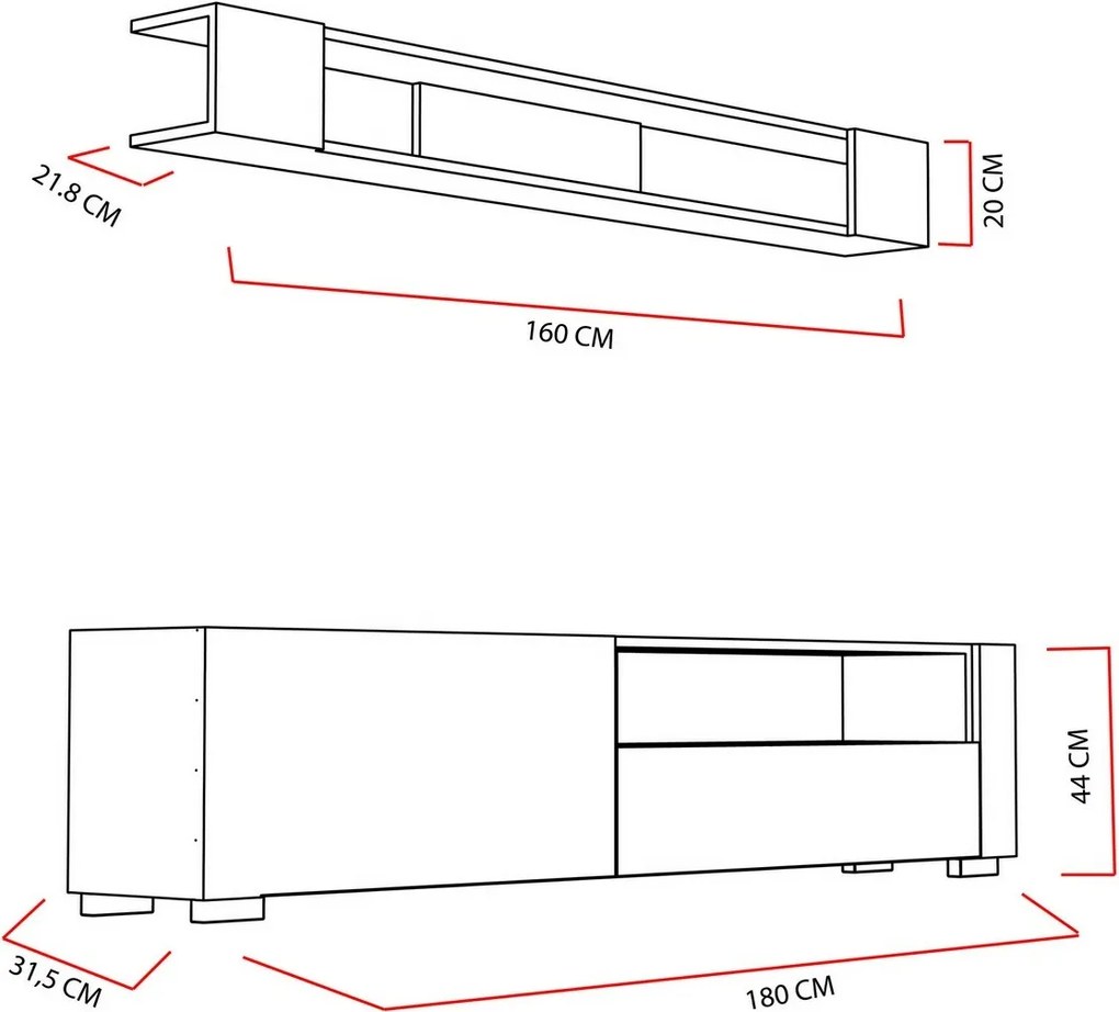 Televizní stolek s policí Arya White and Cordoba