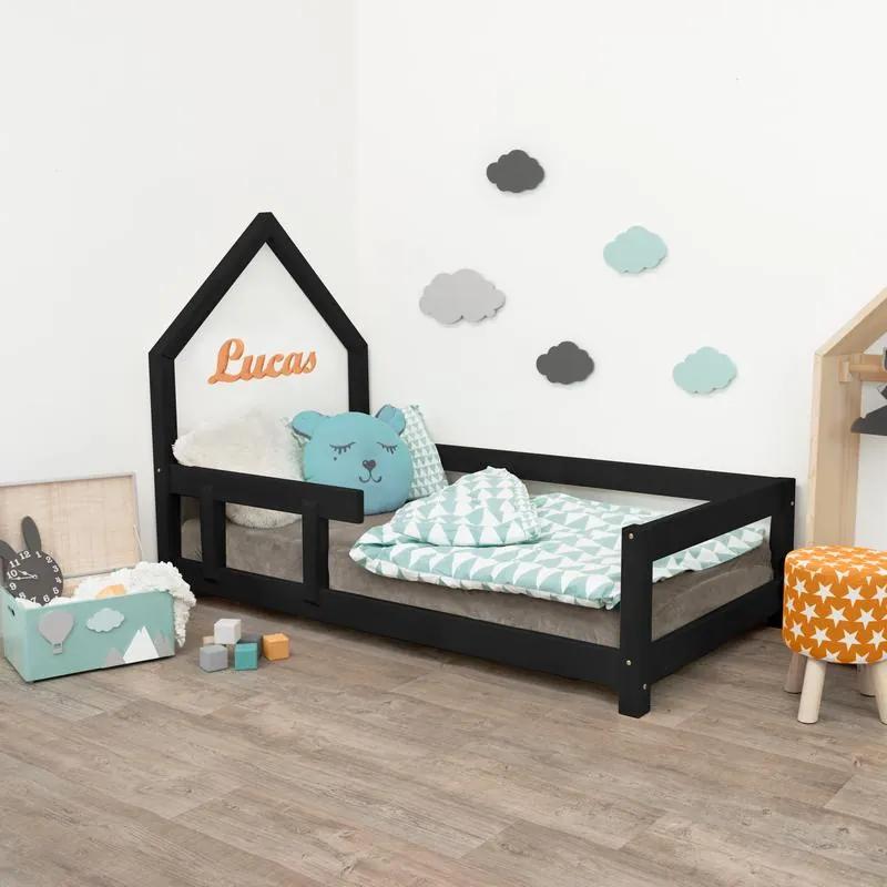 Benlemi Dětská postel domeček POPPI s bočnicí vlevo Barva: Námořnická modrá, Rozměr: 90 x 200 cm