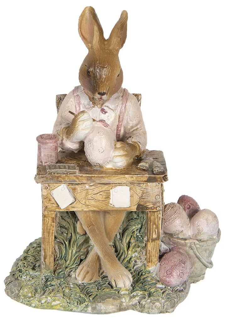 Dekorace králíka malujícího vajíčka - 11*9*14 cm