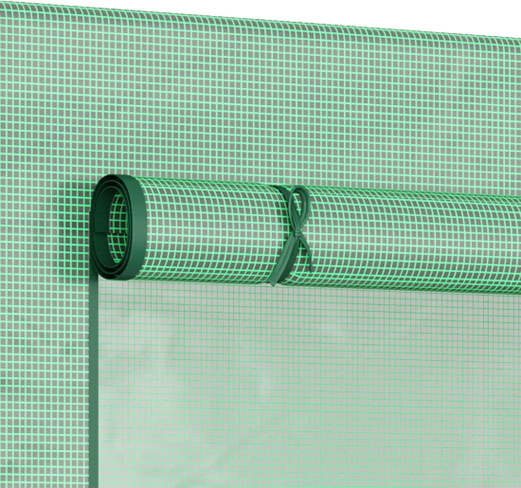 Skleník Outsunny, 200 x 76 x 168 cm, fóliový skleník s rolovacími dveřmi, skleník, domek na rajčata s bočním oknem, PE síťová fólie, zimní skleník pr…