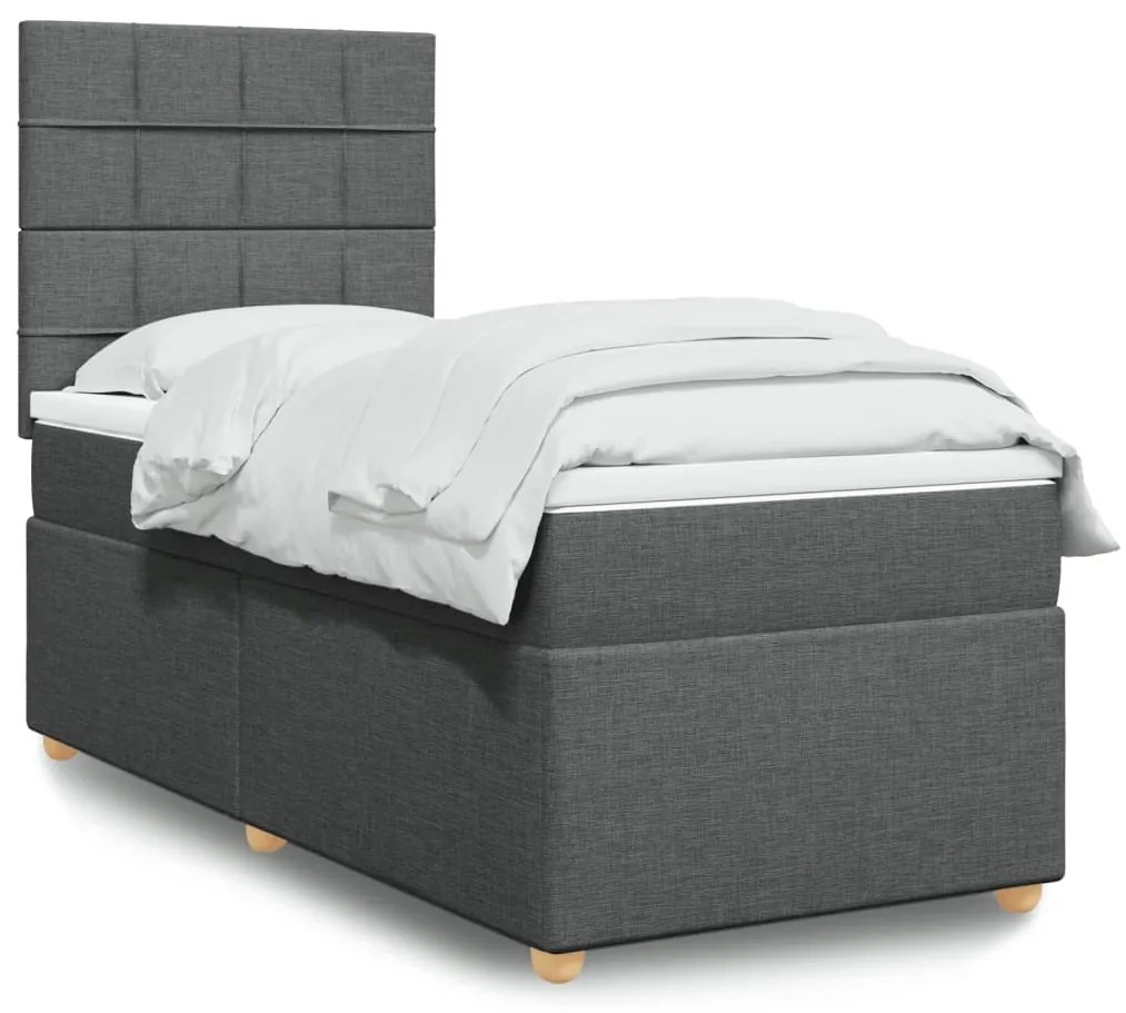 Box spring postel s matrací tmavě šedá 100 x 200 cm textil 3293492