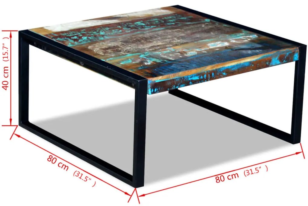 Konferenční stolek masivní recyklované dřevo 80 x 80 x 40 cm - Default Title