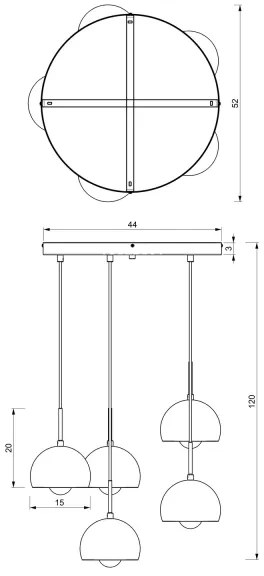 Lustr na lanku COOL 5xE27/60W/230V černá