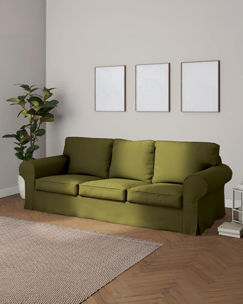 Potah na pohovku IKEA Ektorp 3-místná rozkládací, NOVÝ MODEL 2013 barva zelená látka pletený vzor