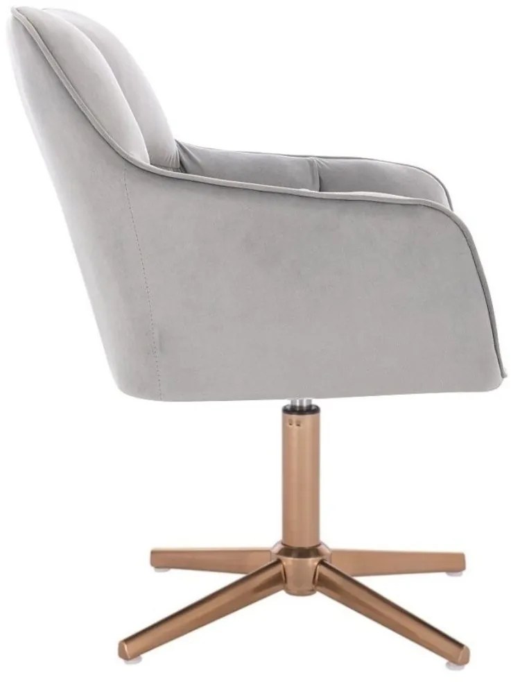 LuxuryForm DESIGN Otočné křeslo AMALFI VELUR na zlatém kříži - světle šedé