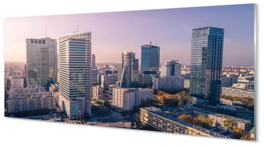 akrylový obraz Varšava mrakodrapy panorama 120x60 cm