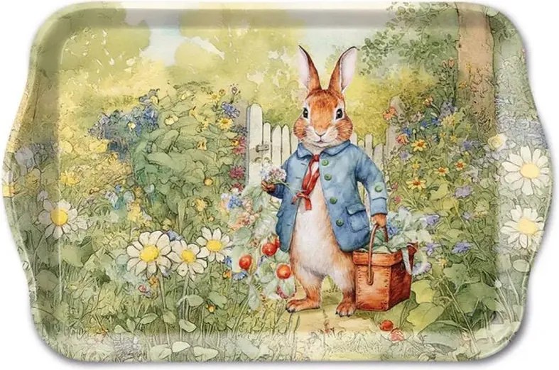 Melaminový tácek s králíčkem na louce Mister Rabbit - 13*21 cm