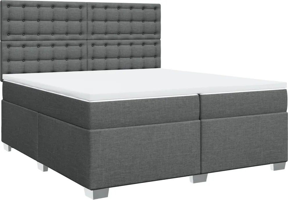 Box spring postel s matrací tmavě šedá 200x200 cm textil 3290610