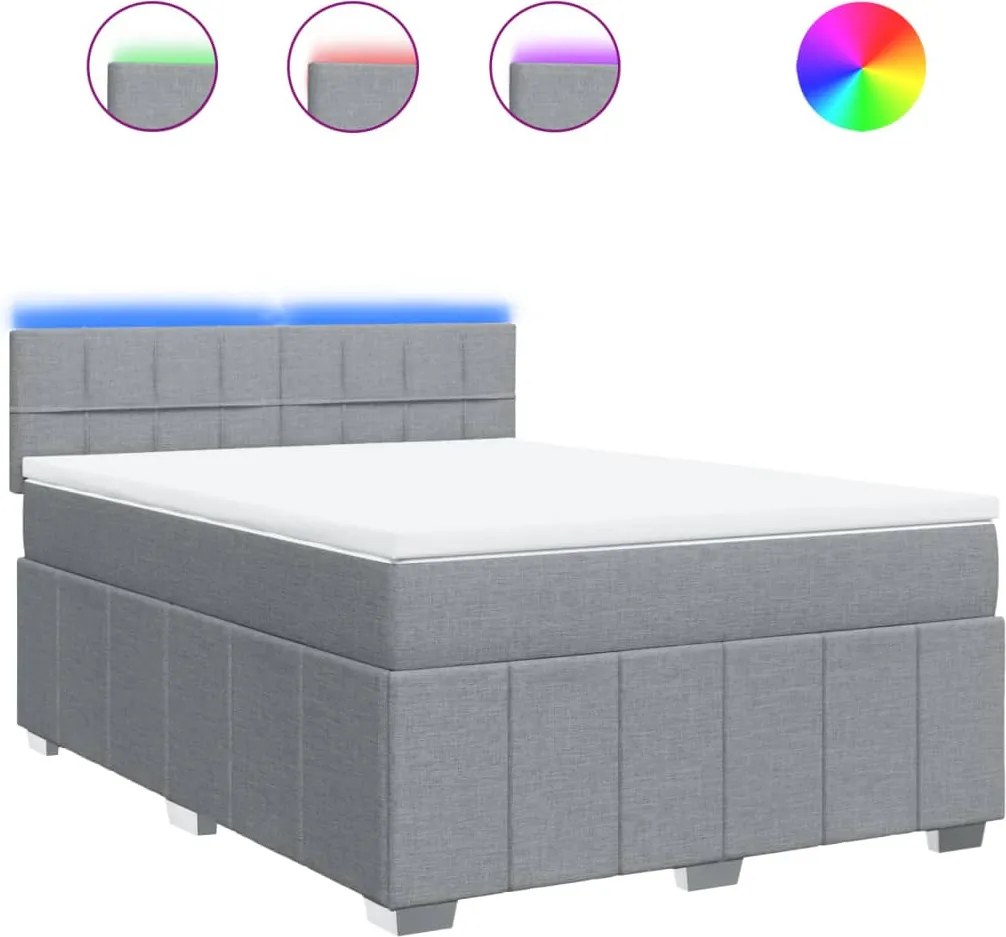 Box spring postel s matrací světle šedá 140 x 190 cm textil 3289363