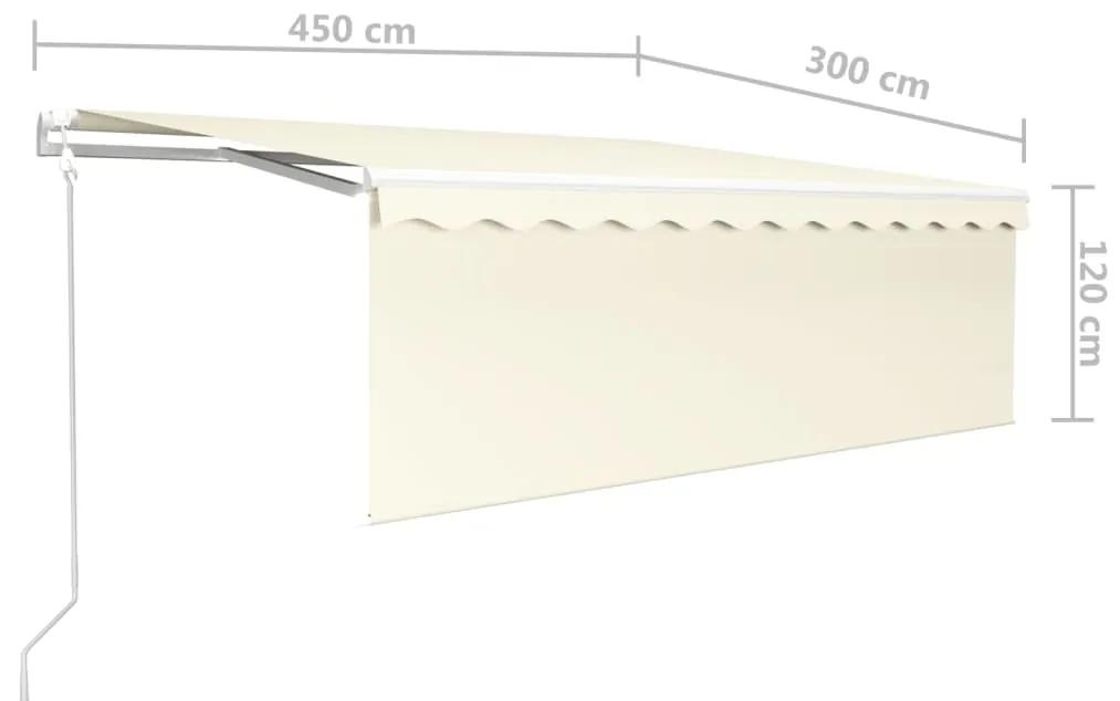 Automatická zatahovací markýza s roletou 4,5 x 3 m krémová,  3069327