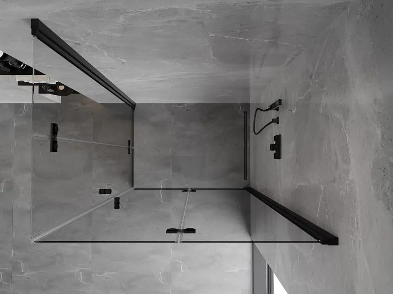 Mexen Mist-F Duo, skládací sprchový kout 105 x 115 cm, čiré sklo, černý profil, 8A6-105L-115P-70-00