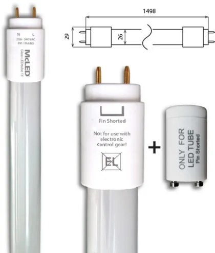 LED trubice zářivka McLED GLASS LEDTUBE 150cm 23W (58W) T8 G13 neutrální bílá ML-331.008.89.0