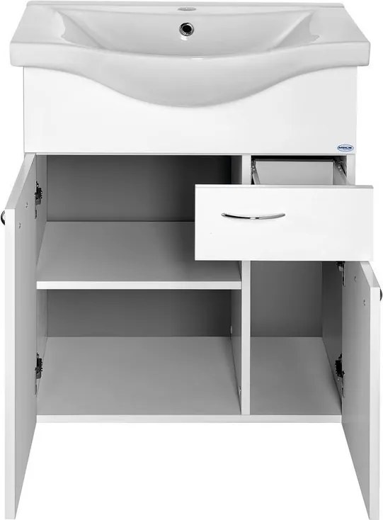 Aqualine Aqualine, KERAMIA FRESH umyvadlová skříňka, 1 zásuvka, 60,6x74x33,7cm, bílá, 50064A