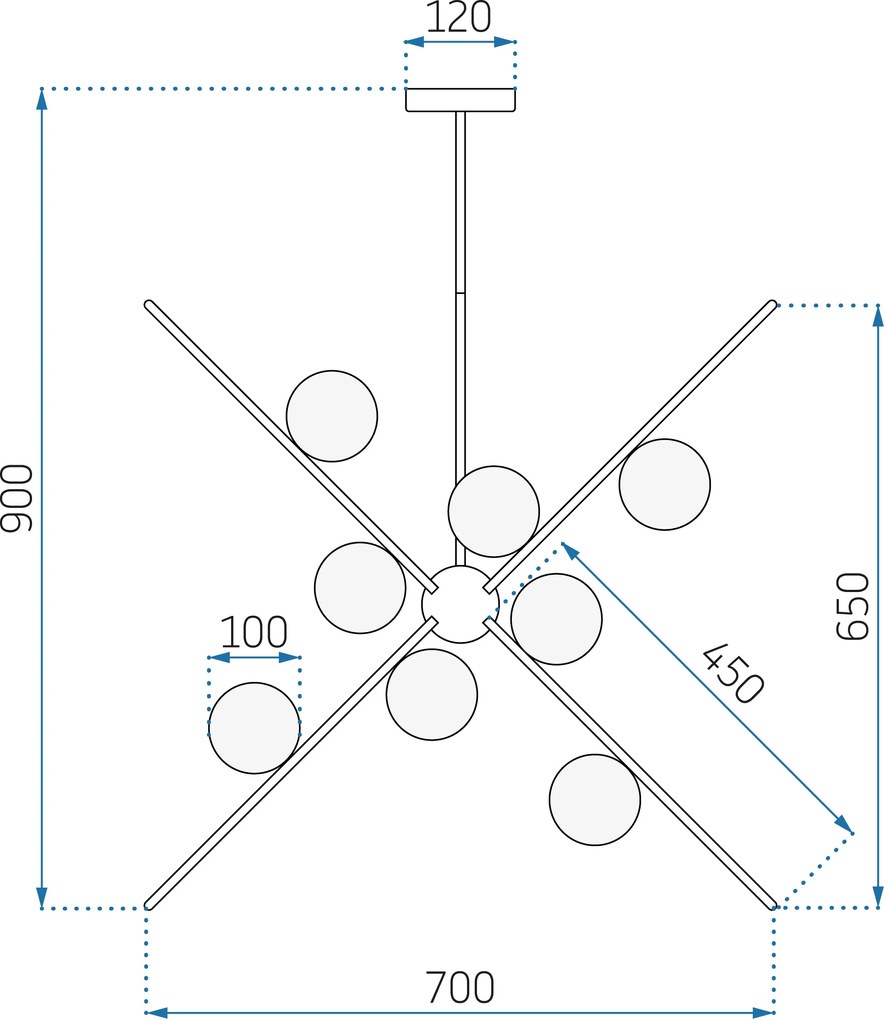 Toolight Toolight, stropní svítidlo 8xG9 APP998-12CP, bílá-zlatá, OSW-05553