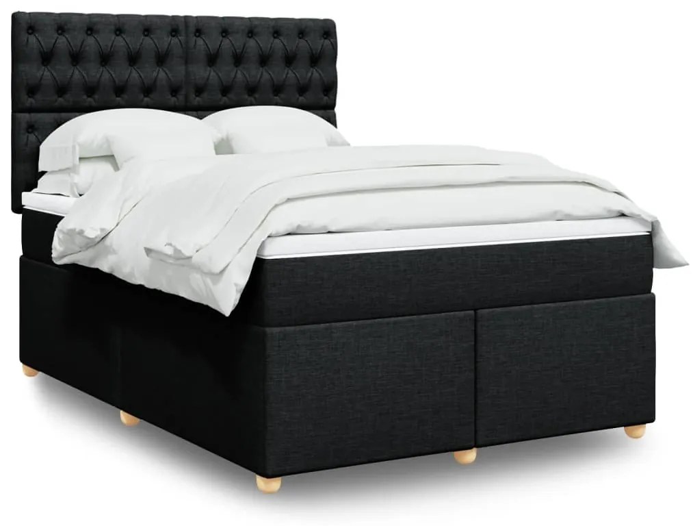 Box spring postel s matrací černá 160x200 cm textil 3291340