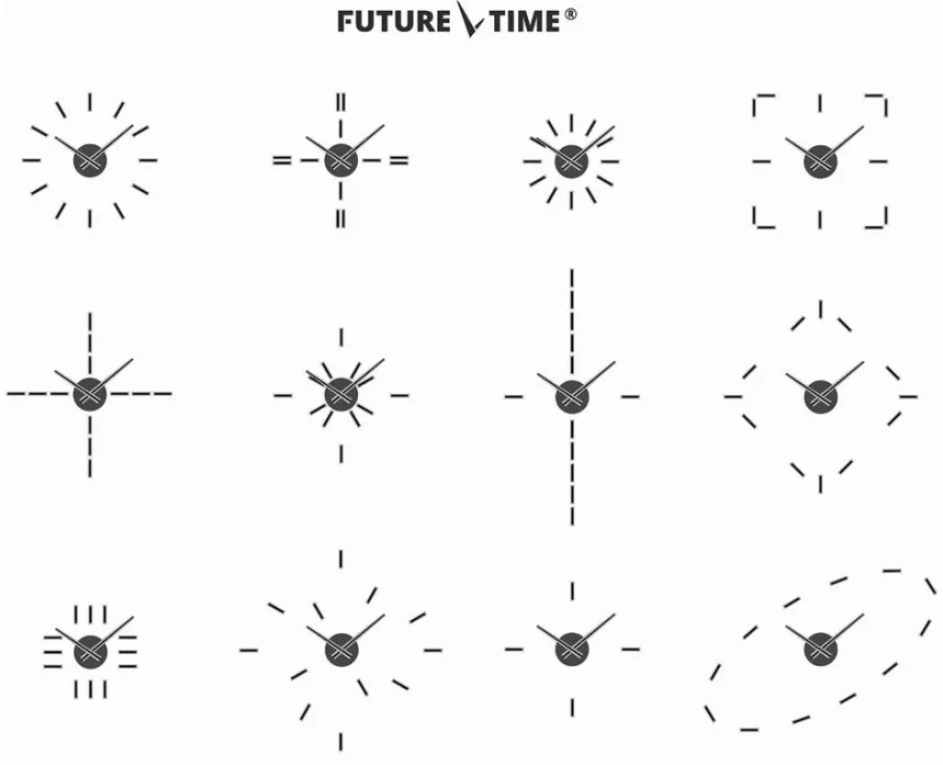 Designové nalepovací hodiny Future Time FT9400BK Modular black 40cm