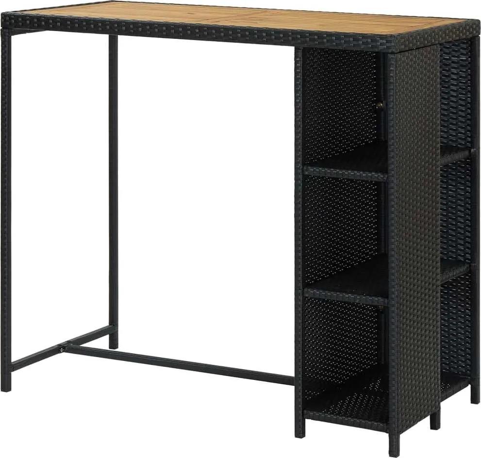 vidaXL Barový stolek s úložným regálem 120x60x110 cm polyratan [313478] Barva: Černá
