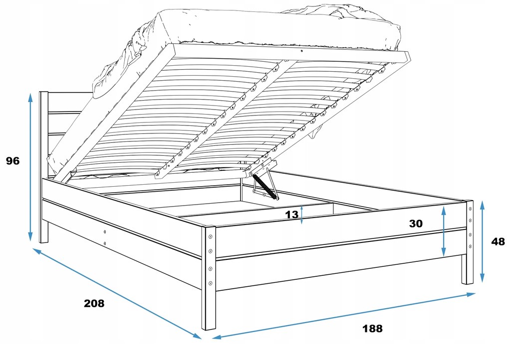 INTERBEDS postel 180x200 dřevěný kovový zvedací rošt Continental Matrace
