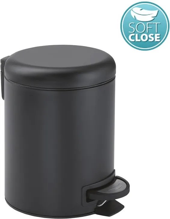 Gedy Gedy, POTTY Odpadkový koš 3l, Soft Close, černá matná, 320914