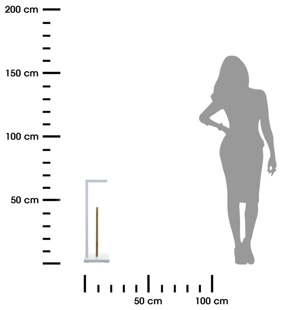 Stojan na toaletní papír Natureo, bílá/s dřevěnými prvky