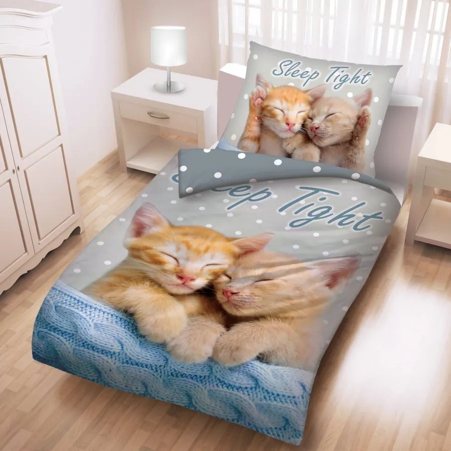 Bavlněné ložní povlečení Zrzavá koťátka - 100% bavlna - 70 x 90 cm + 140 x 200 cm