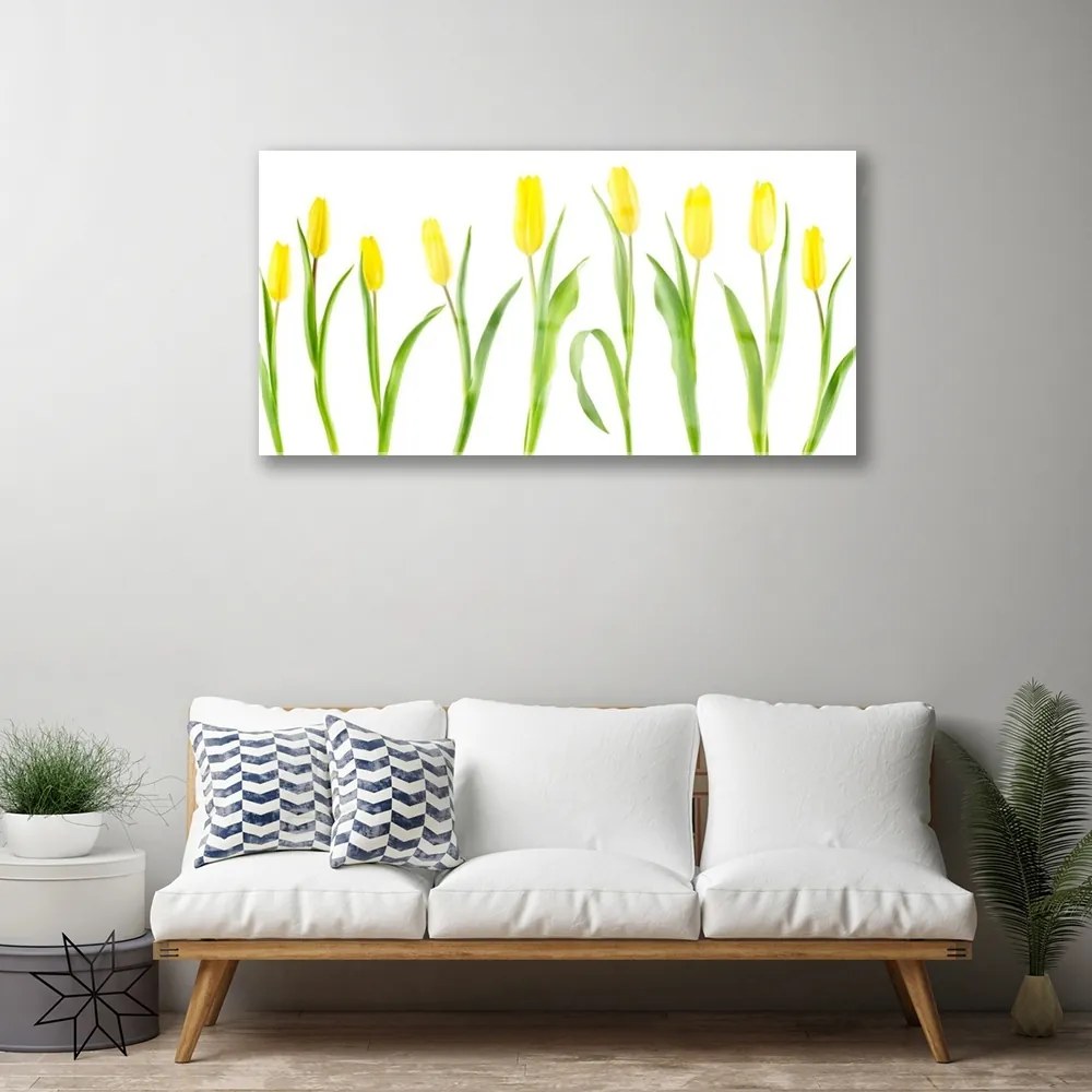 Obraz na skle Žluté Tulipány Květiny 100x50 cm