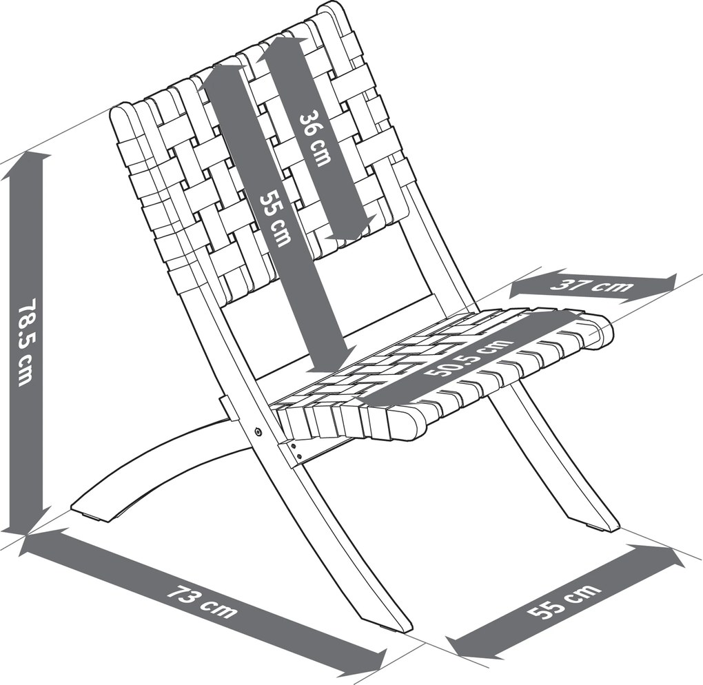 Tchibo - Skládací zahradní křeslo s pásovým výpletem - barva: šedá