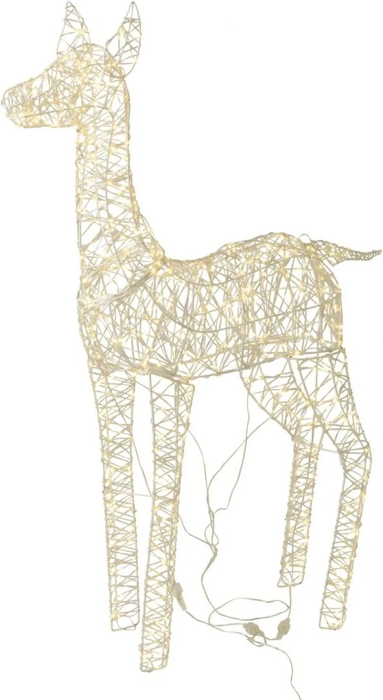 Bílá kovová svítící LED dekorace sob Reindeer LED – 85*22*110 cm